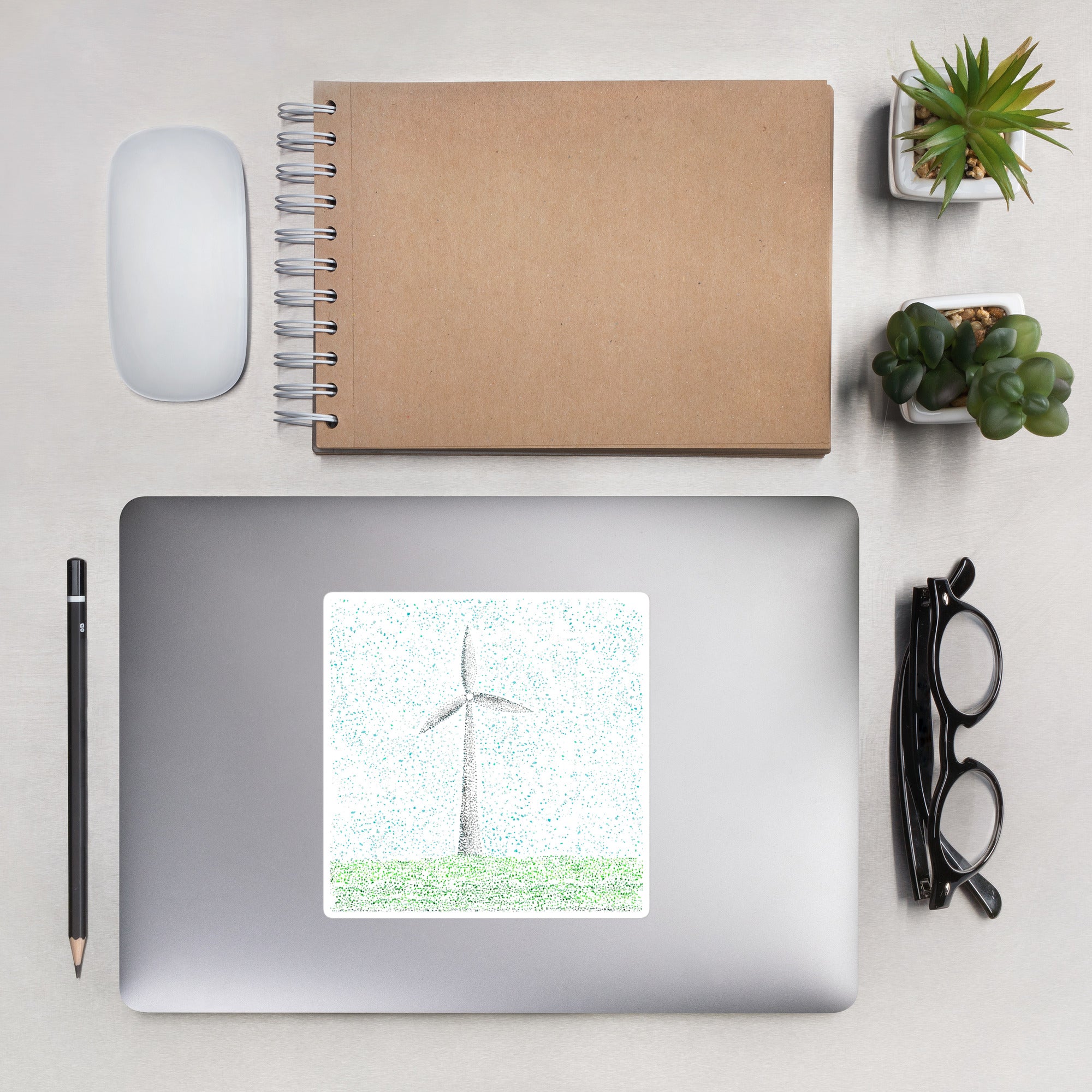 Dots and Watts Stickers- Pointillism Wind Turbine – nicolekelner